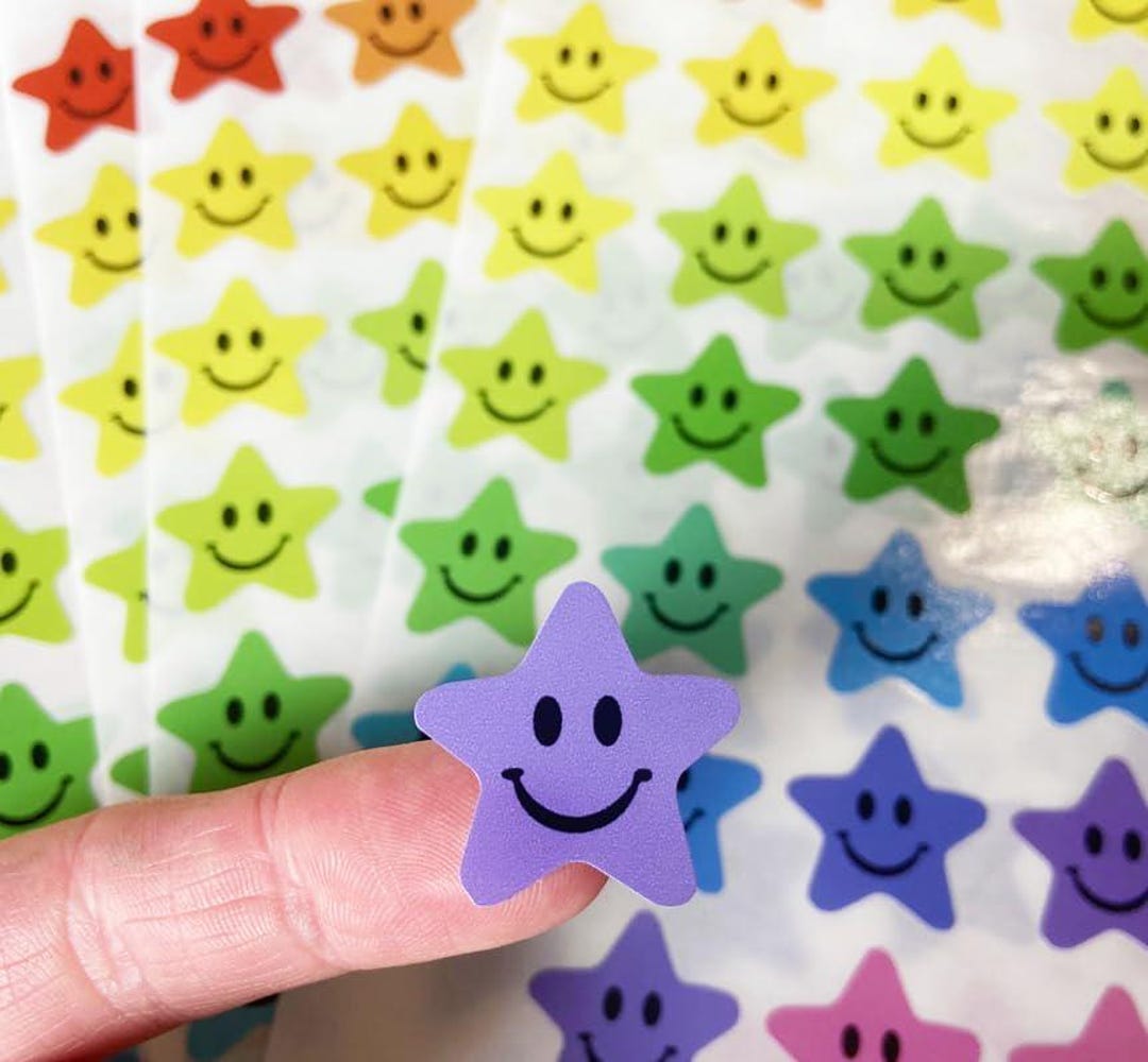 175 Rainbow Smiley Face Star Stickers Colorful Reward Stickers Teachers ...