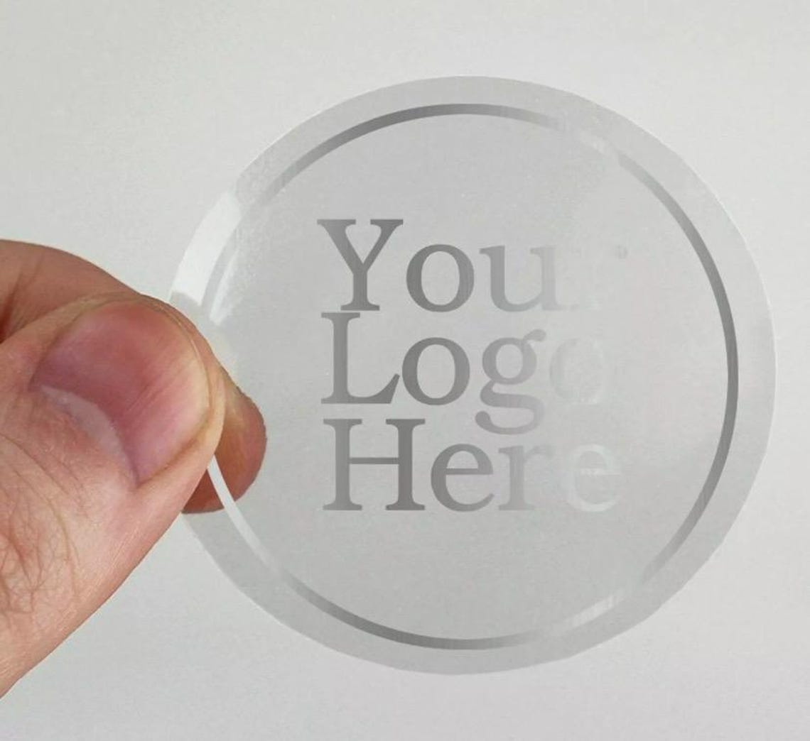 100 Holographic Gold Foil Clear Round Stickers | Custom Logo Rainbow ...