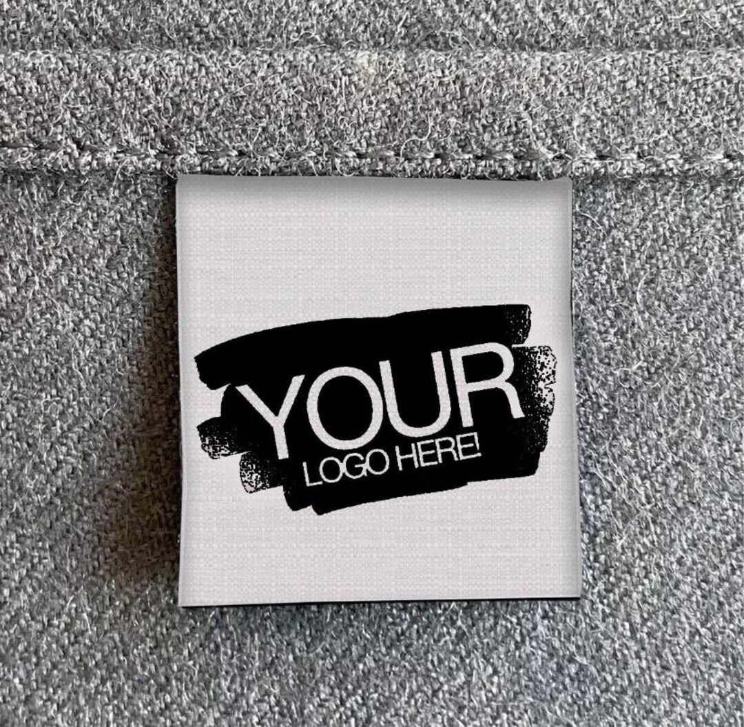 White Black Print Logo Shiny Custom Sewing Labels | Fabric Clothing Sew ...