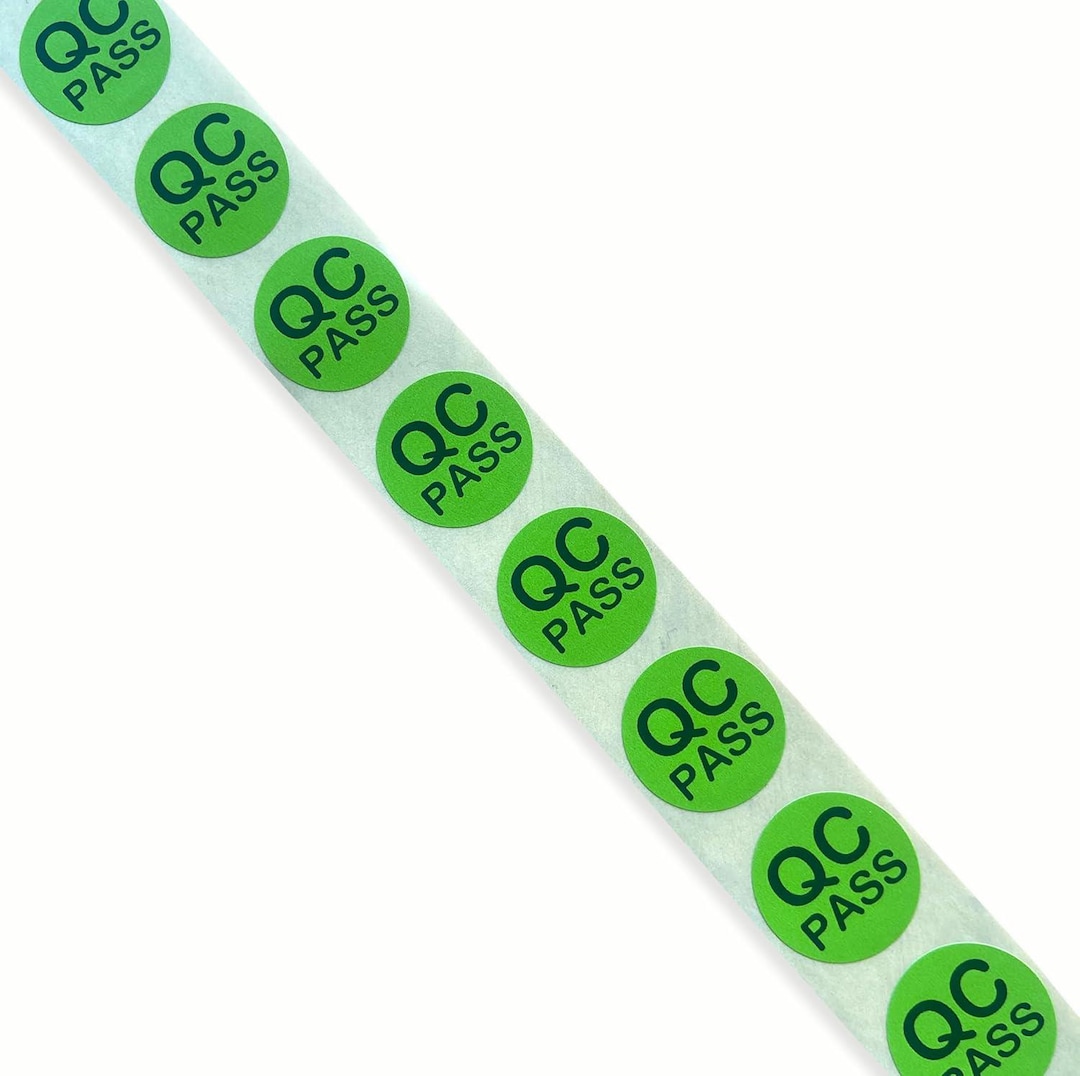 25mm Round Green QC Pass Labels - Quality Control Assurance Stickers ...