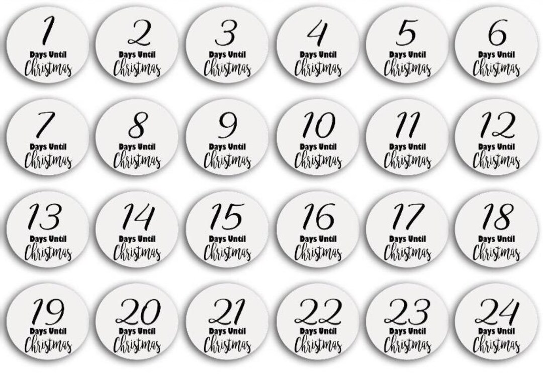 24 X White Advent Stickers Shiny Christmas Countdown Labels Only DIY ...