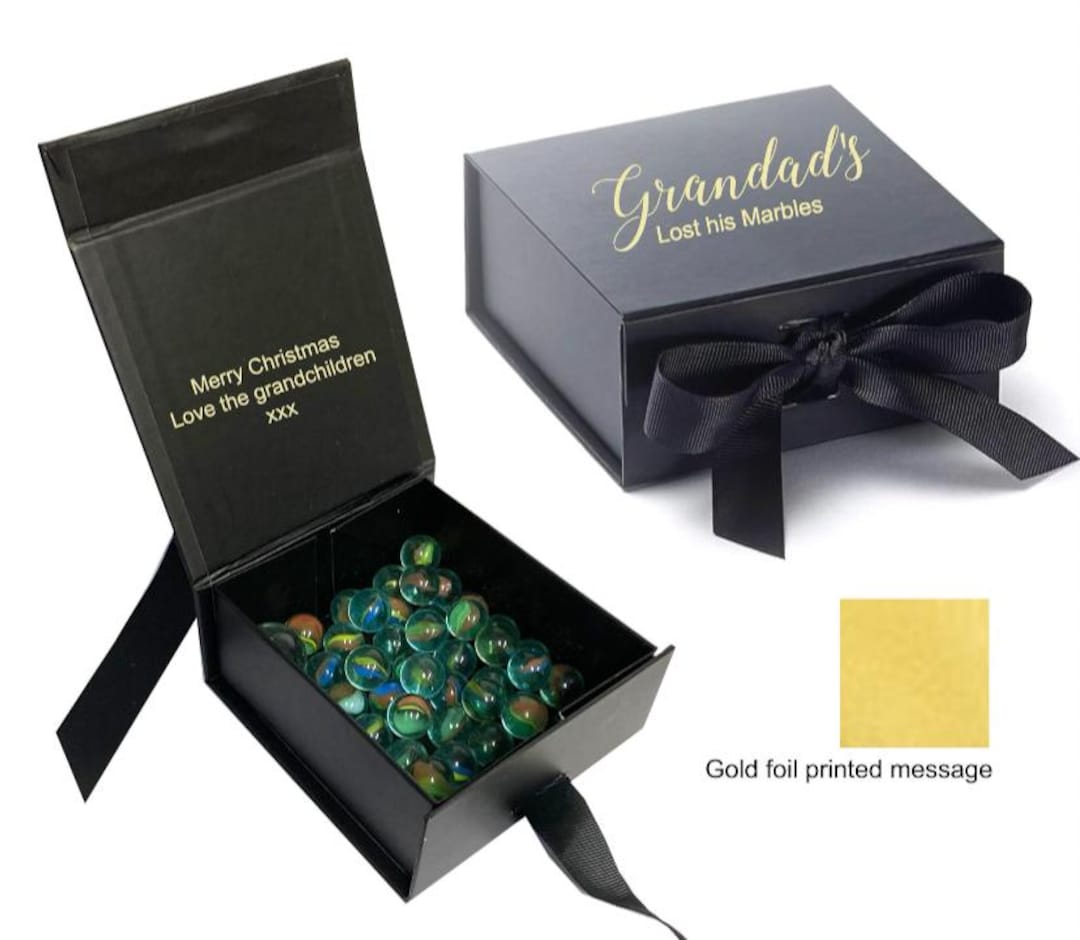 Personalized Lost Marbles Gift Box, Gold Foil Name Print - Etsy