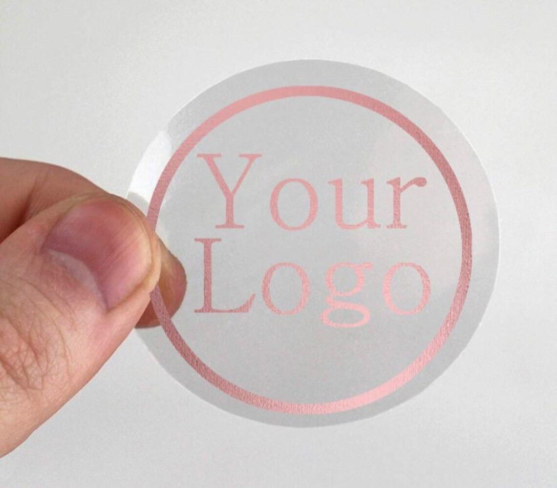 100 Holographic Gold Foil Clear Round Stickers | Custom Logo Rainbow ...