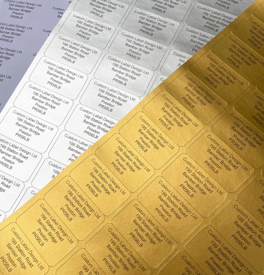 Personalised Printed Custom Address Sticky Labels Stickers Gold Silver ...