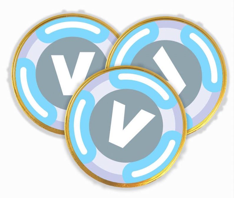 24 X V Bucks Party Coin Labels for Kids Party 37mm Round Stickers Only ...