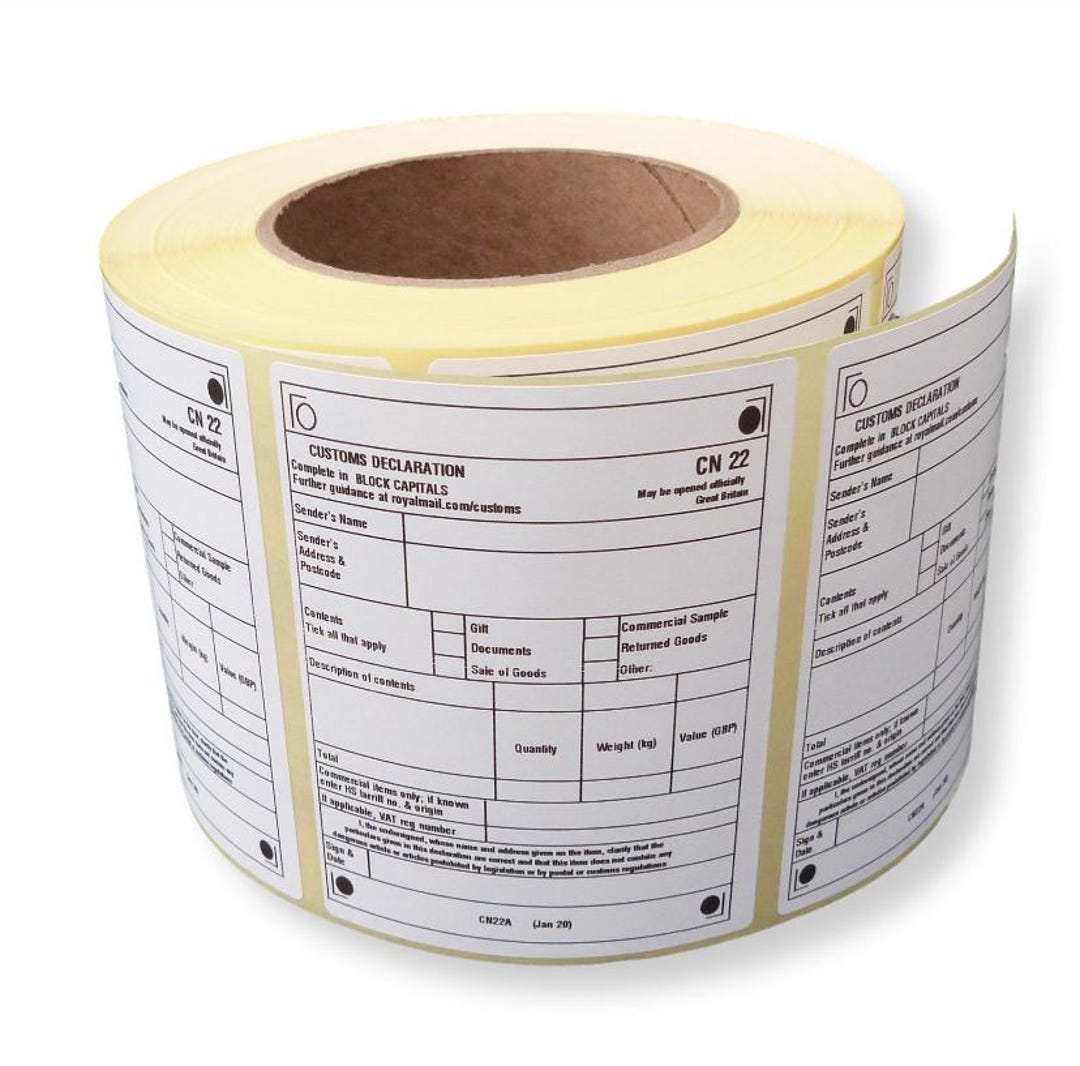 4 X 3 New CN22 Customs Declaration Labels Postage Stickers 25, 50, 100 ...