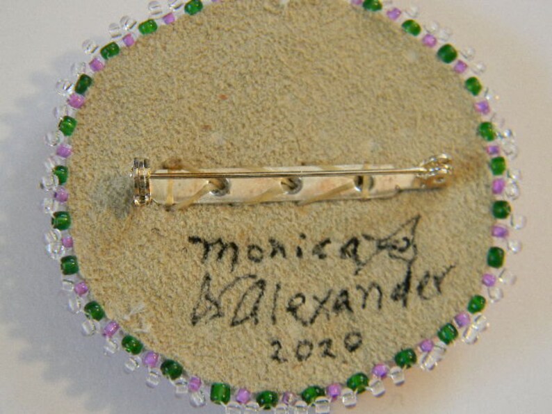 Raised Bead Work, Glass Cabachon Pin - Etsy