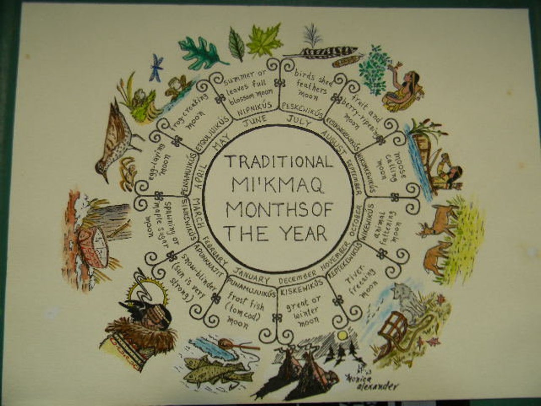 Tradtitional Mi'kmaq Months of the Year Color Calendar - Etsy