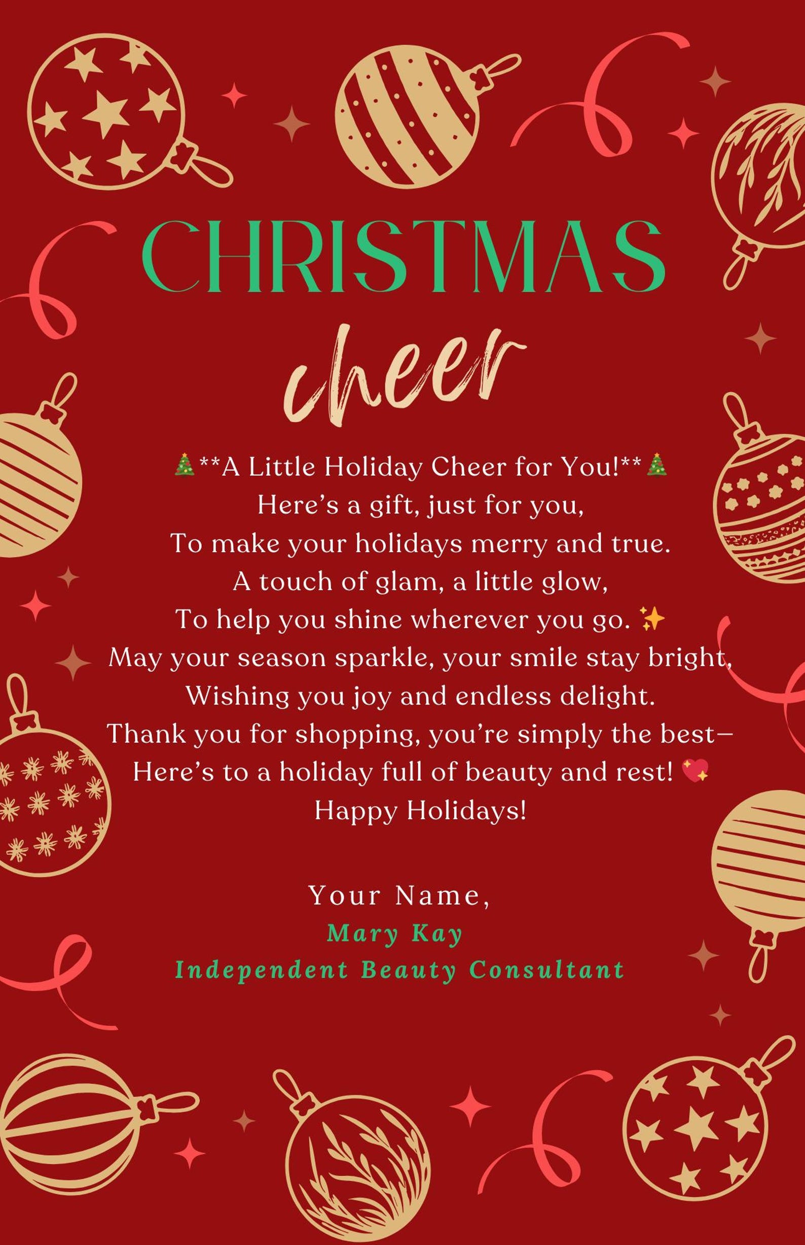Customer Christmas Poem for Mary Kay Consultants - Etsy