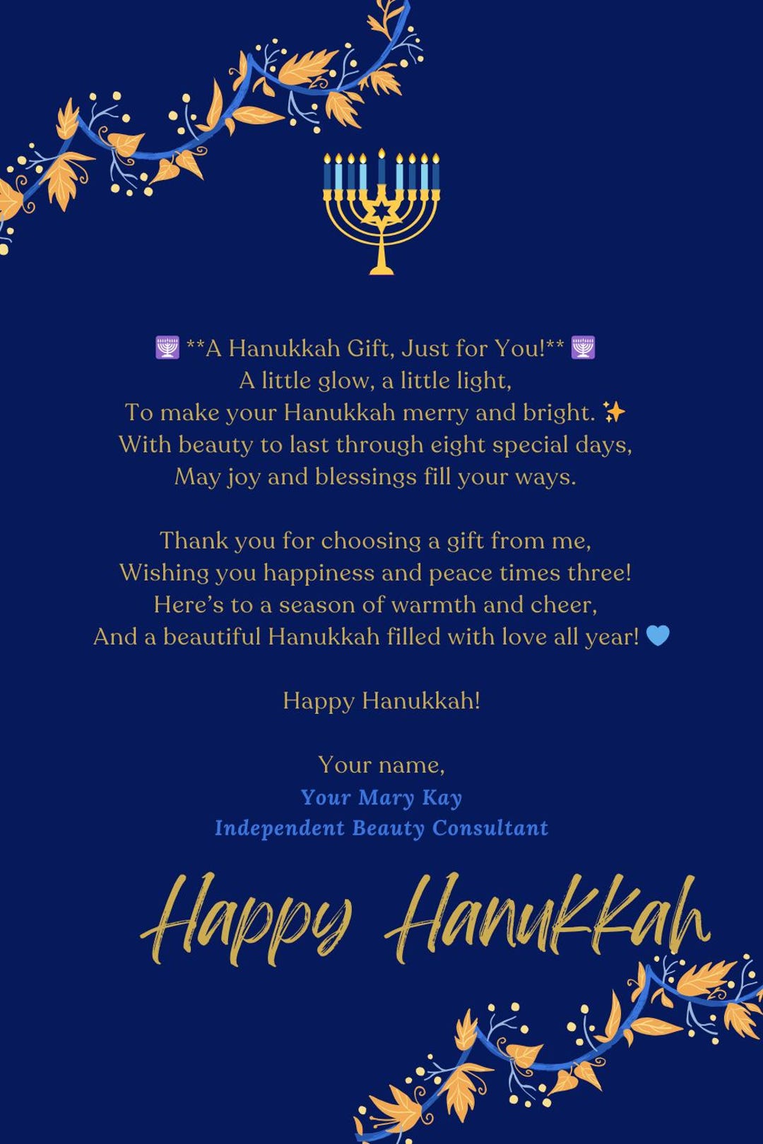 Hanukkah Mary Kay Customer Poem to Add in to Orders for the Holiday - Etsy