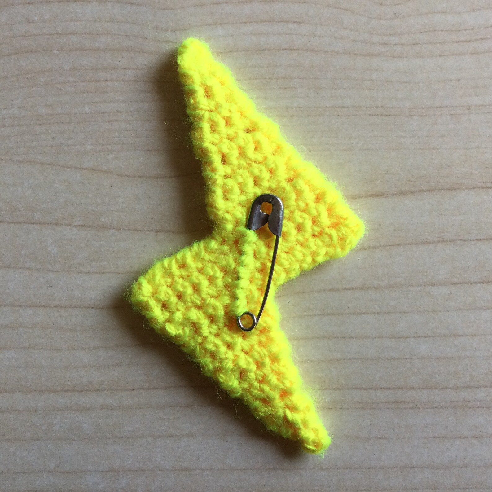 Handmade Crochet Lightning Bolt Brooch Neon Yellow - Etsy Nederland