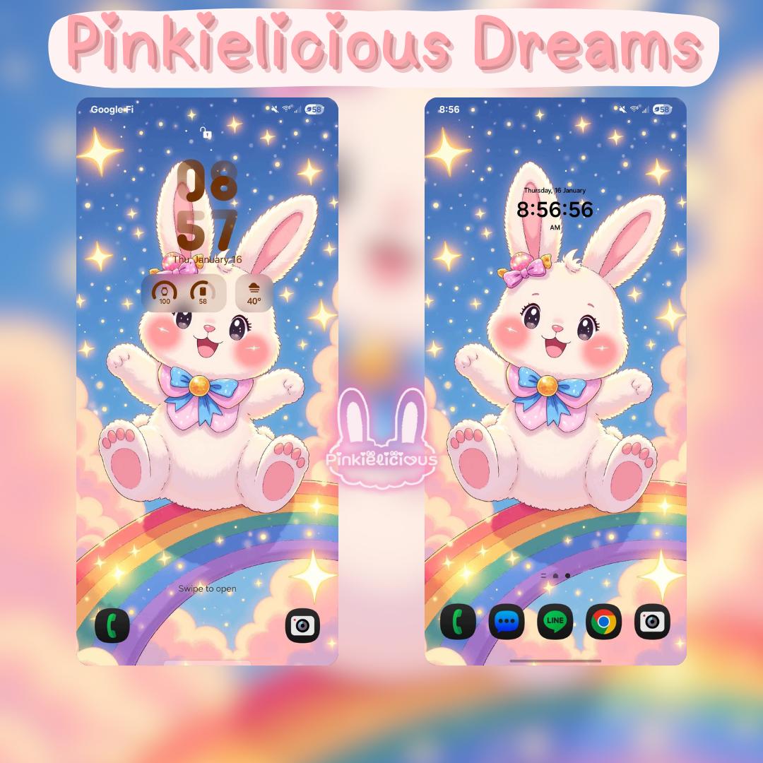 Cute Bunny Phone Wallpapers Bundle (set of 5) | Phone Wallpapers ...