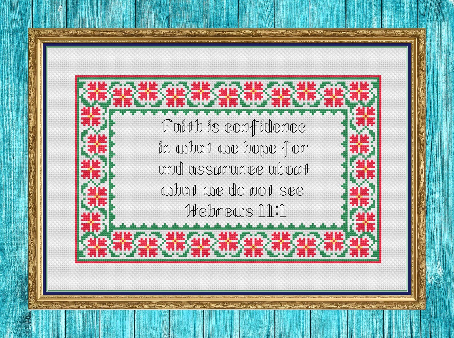 Hebrews 11:1 Christian Cross Stitch Bible NIV Verse Pattern Simple ...