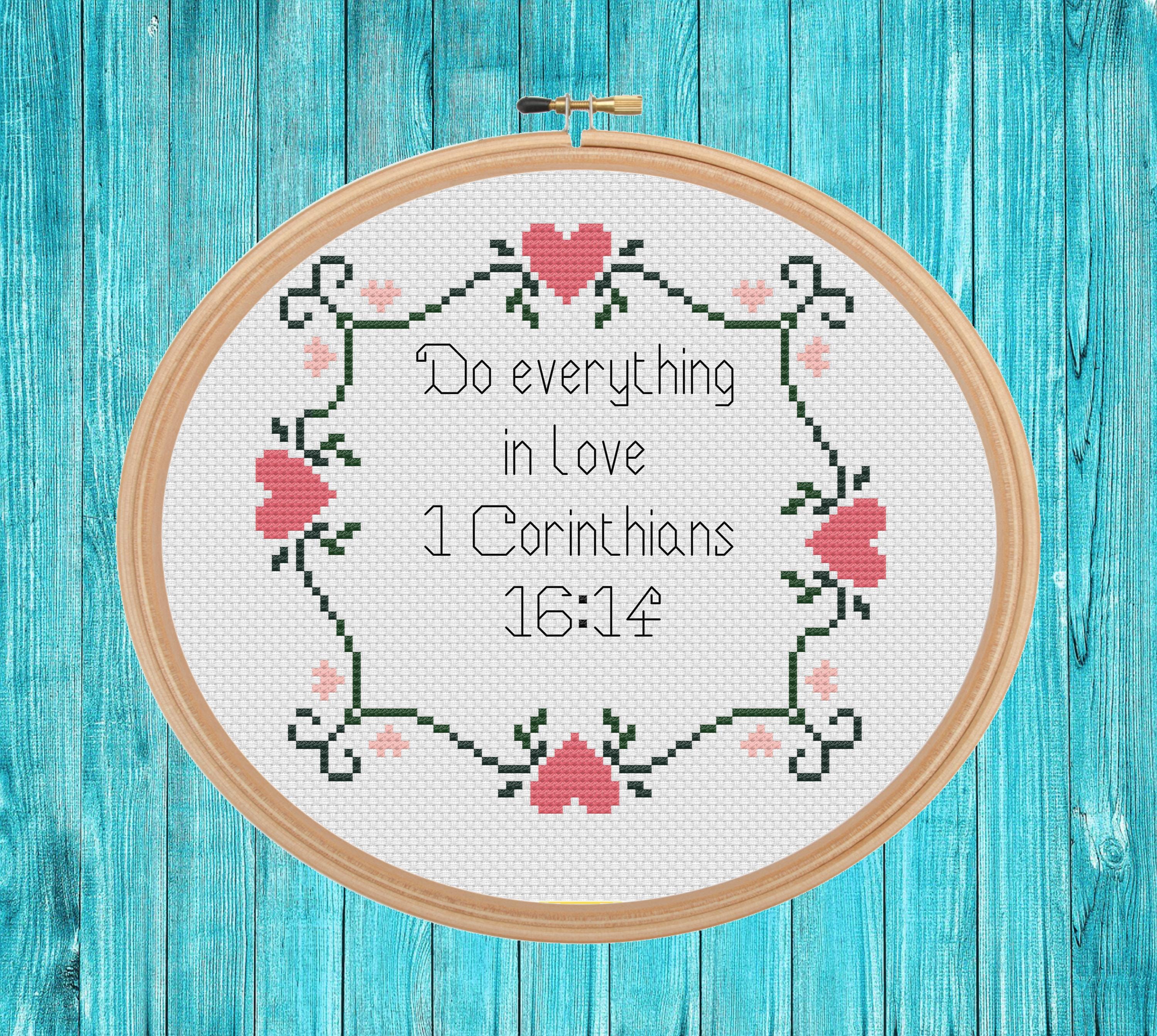 1 Corinthians 16:14 Christian Cross Stitch Bible NIV Verse Pattern ...