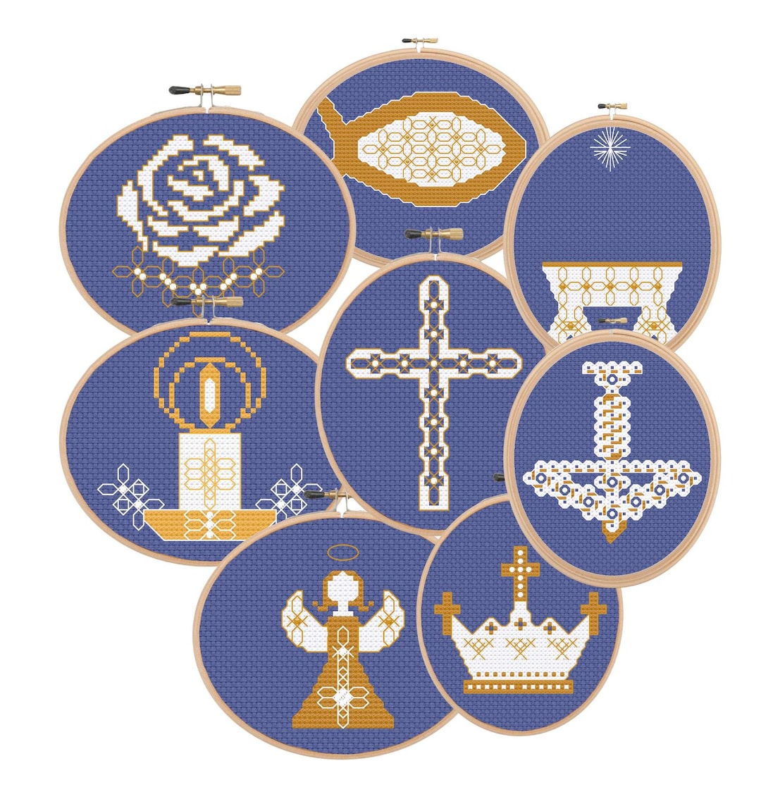 Christmas Cross Stitch Set, 8 Chrismon Patterns Ornaments Color ...