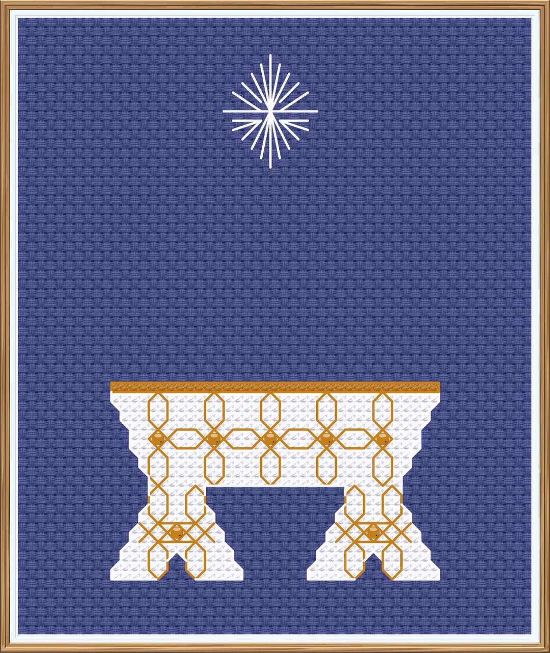 Christmas Cross Stitch Pattern, Manger Chrismon Ornament Color, & Black ...