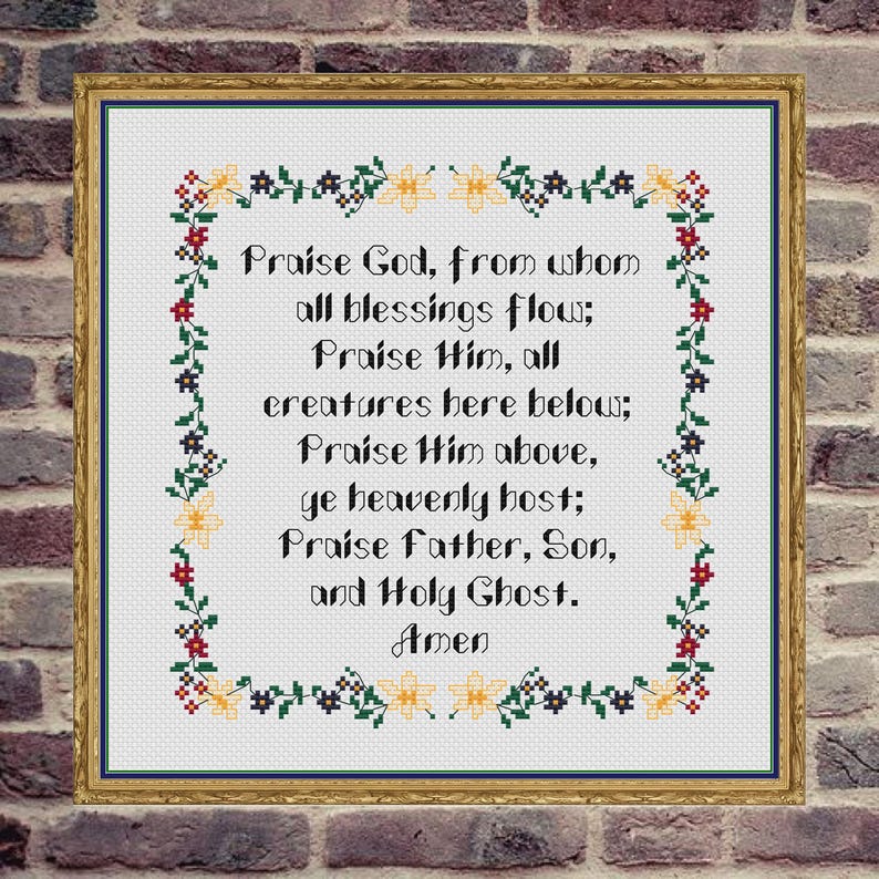 Doxology Hymn Cross Stitch Pattern: Wildflower Border. Digital Download ...