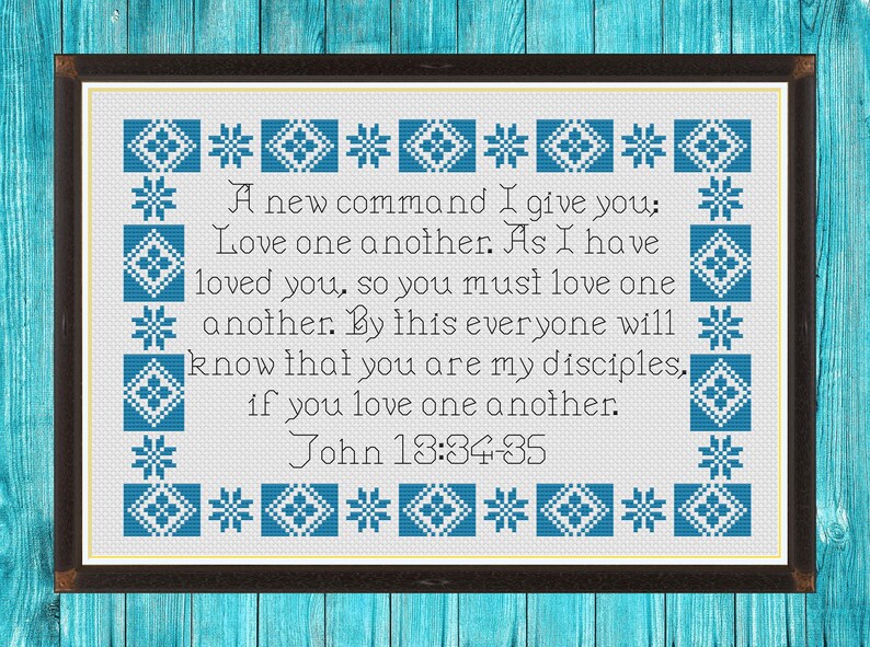 John 13:34-35 Christian Cross Stitch Pattern About Love, Quaker Style ...