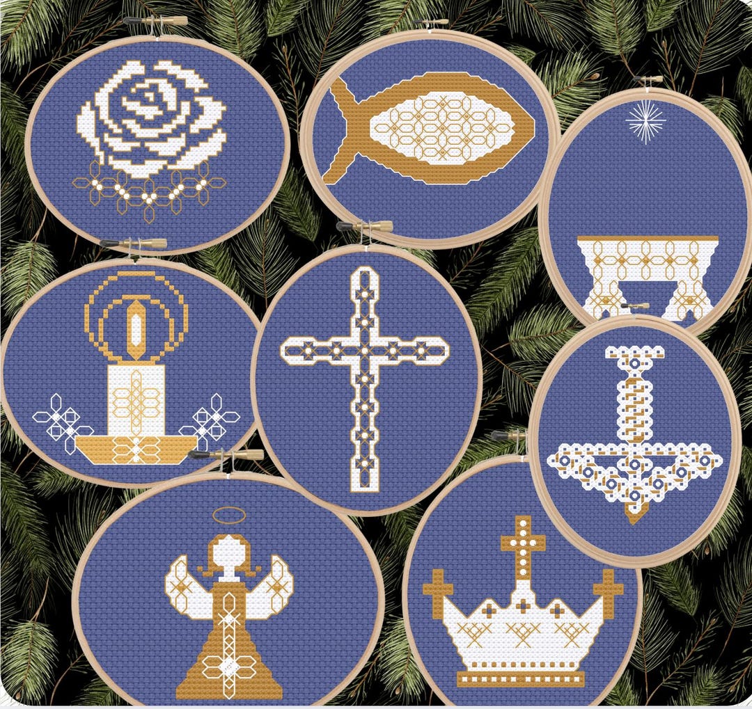 Christmas Chrismon Ornaments Cross Stitch Patterns Set of 8 Digital ...