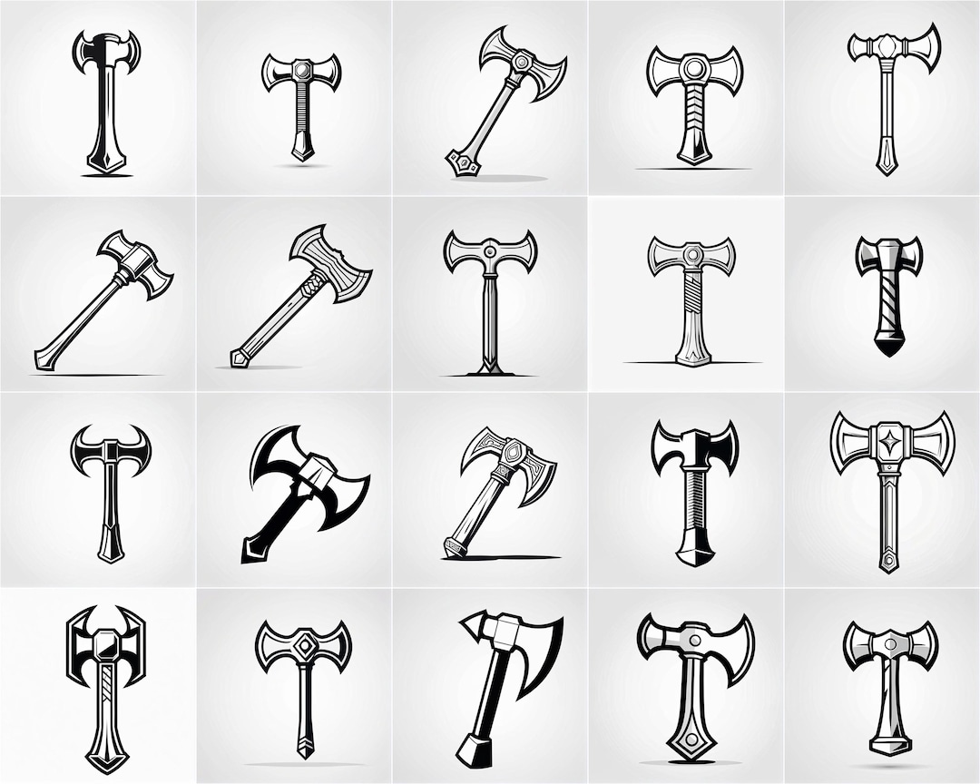 Battle Axe SVG Bundle - Intricate Axe Silhouettes - Etsy