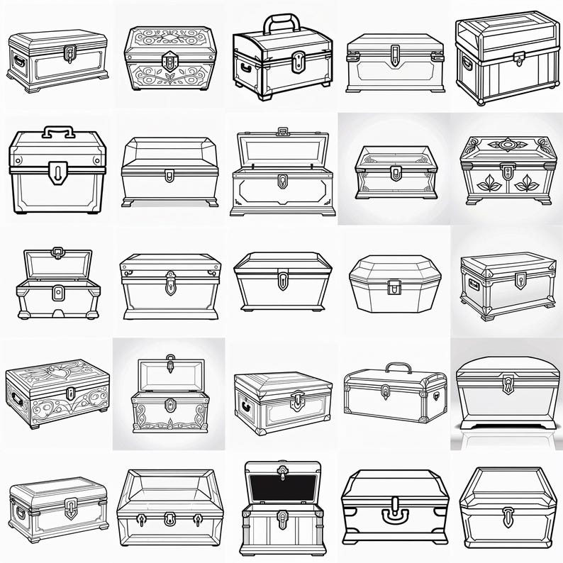 Treasure Chest SVG Bundle - Intricate Box and Chest Designs - Etsy