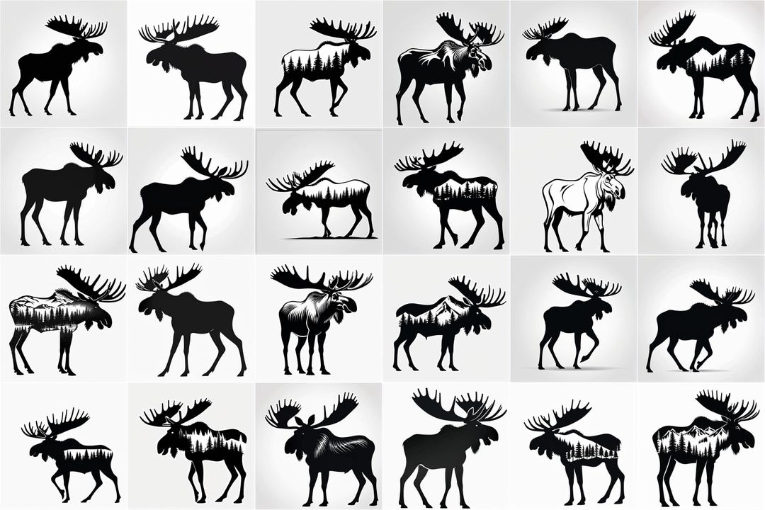 Moose SVG Bundle - Wilderness-inspired Silhouettes & Nature Scenes - Etsy