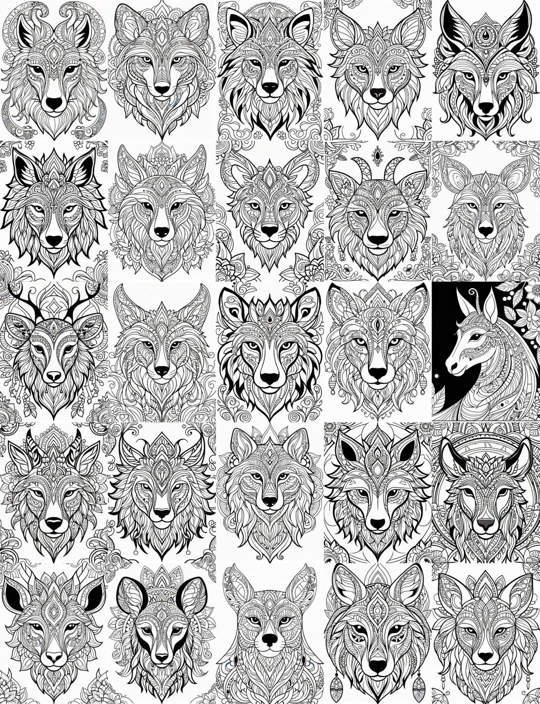 25 Intricate Animal Spirit Designs Coloring Pages PDF - Etsy