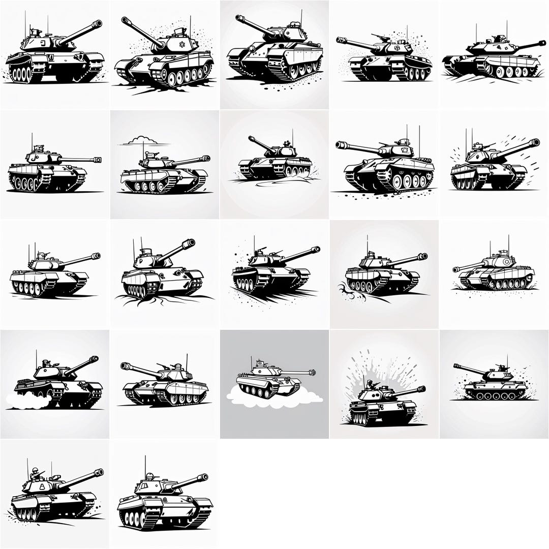 Military Tank SVG Bundle - 20 High-quality Vector Illustrations - Etsy
