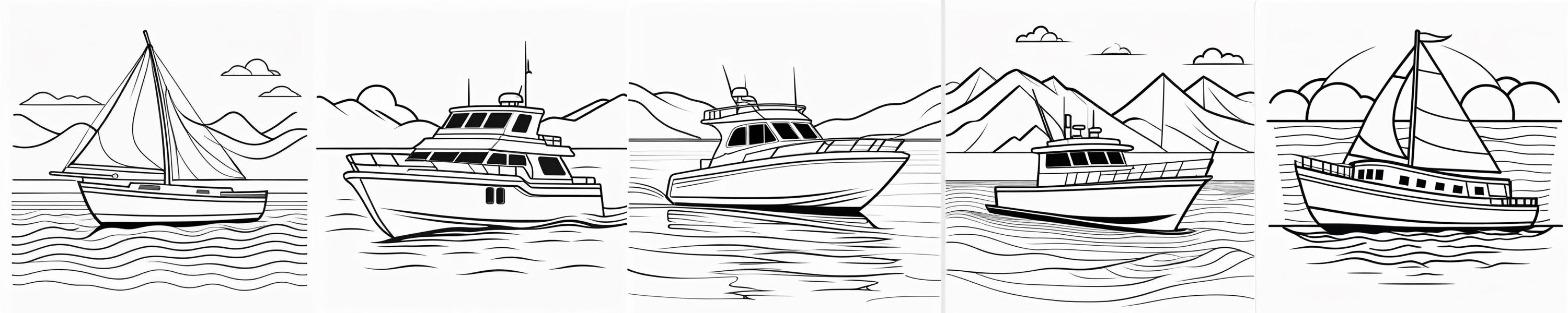 Serene Nautical SVG Collection - 30 Boat and Sailboat Line Art Designs ...