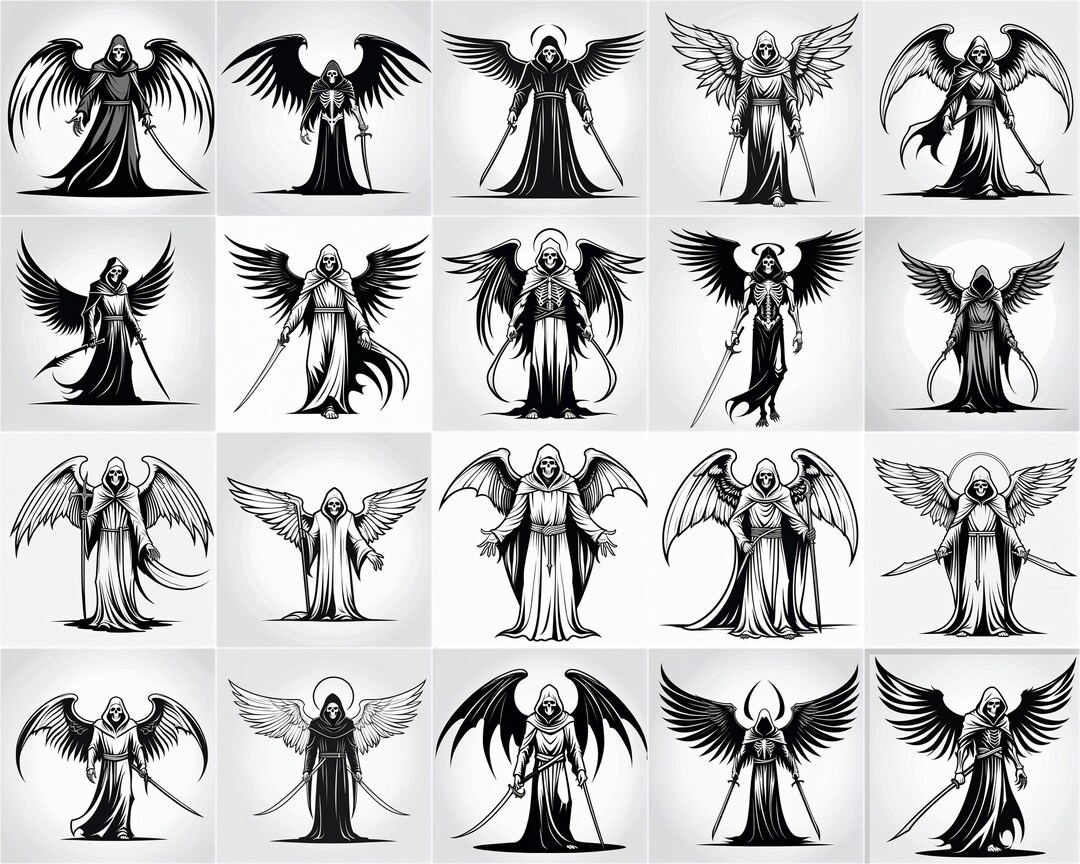 Angel and Reaper SVG Bundle - Majestic and Mysterious Winged Designs - Etsy