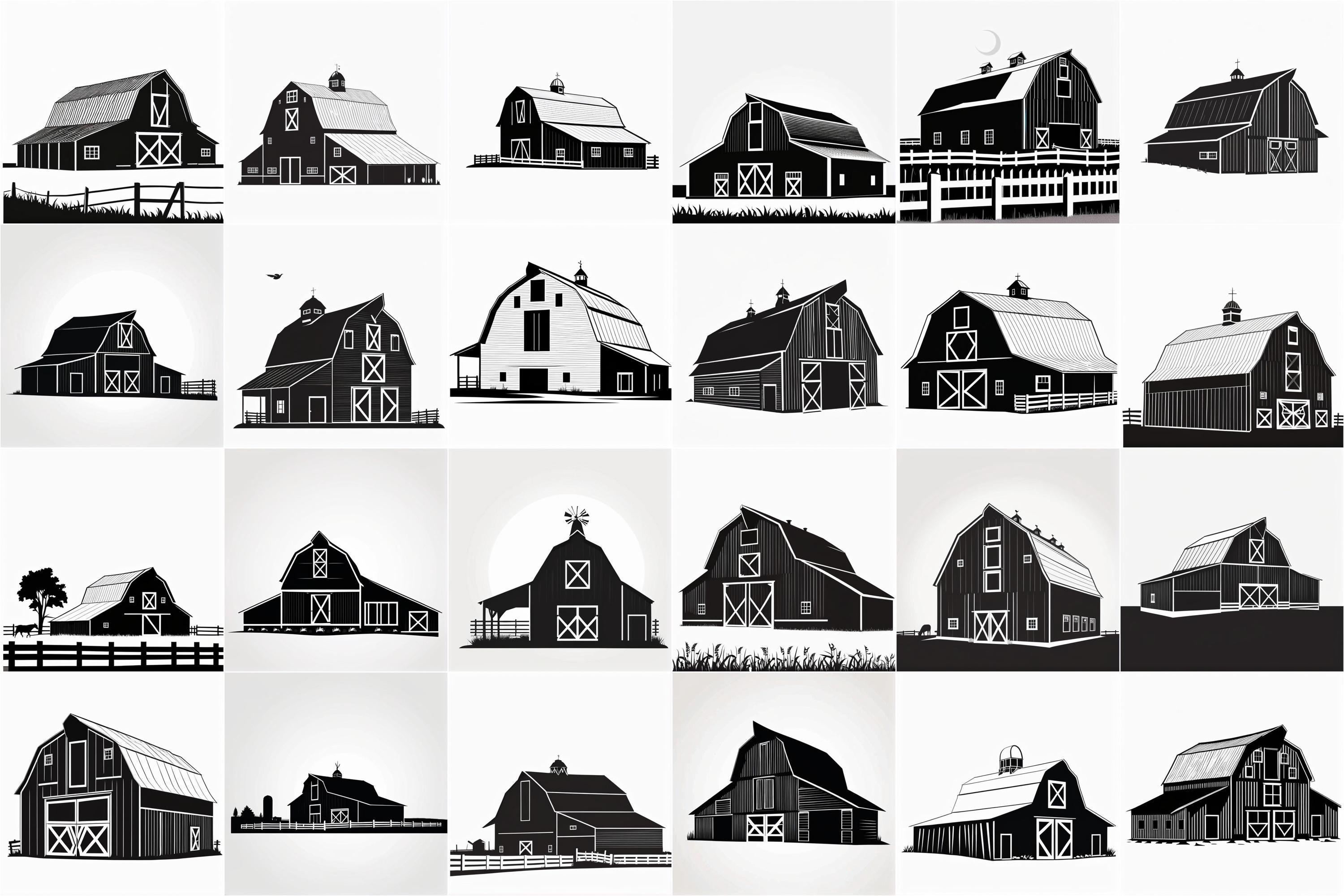 Rustic Barn SVG Bundle - 20 Unique Farmhouse Silhouettes - Etsy