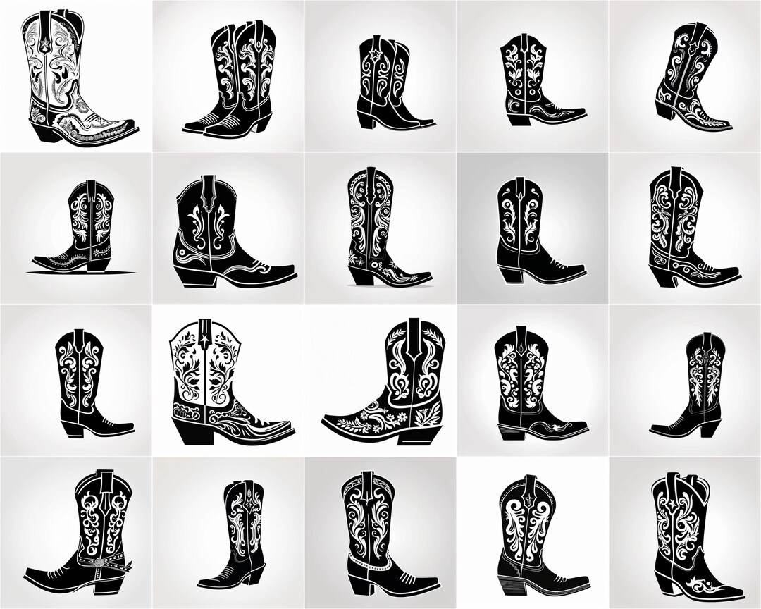 Western Cowboy Boot Silhouette Collection for Crafts and Engraving - Etsy