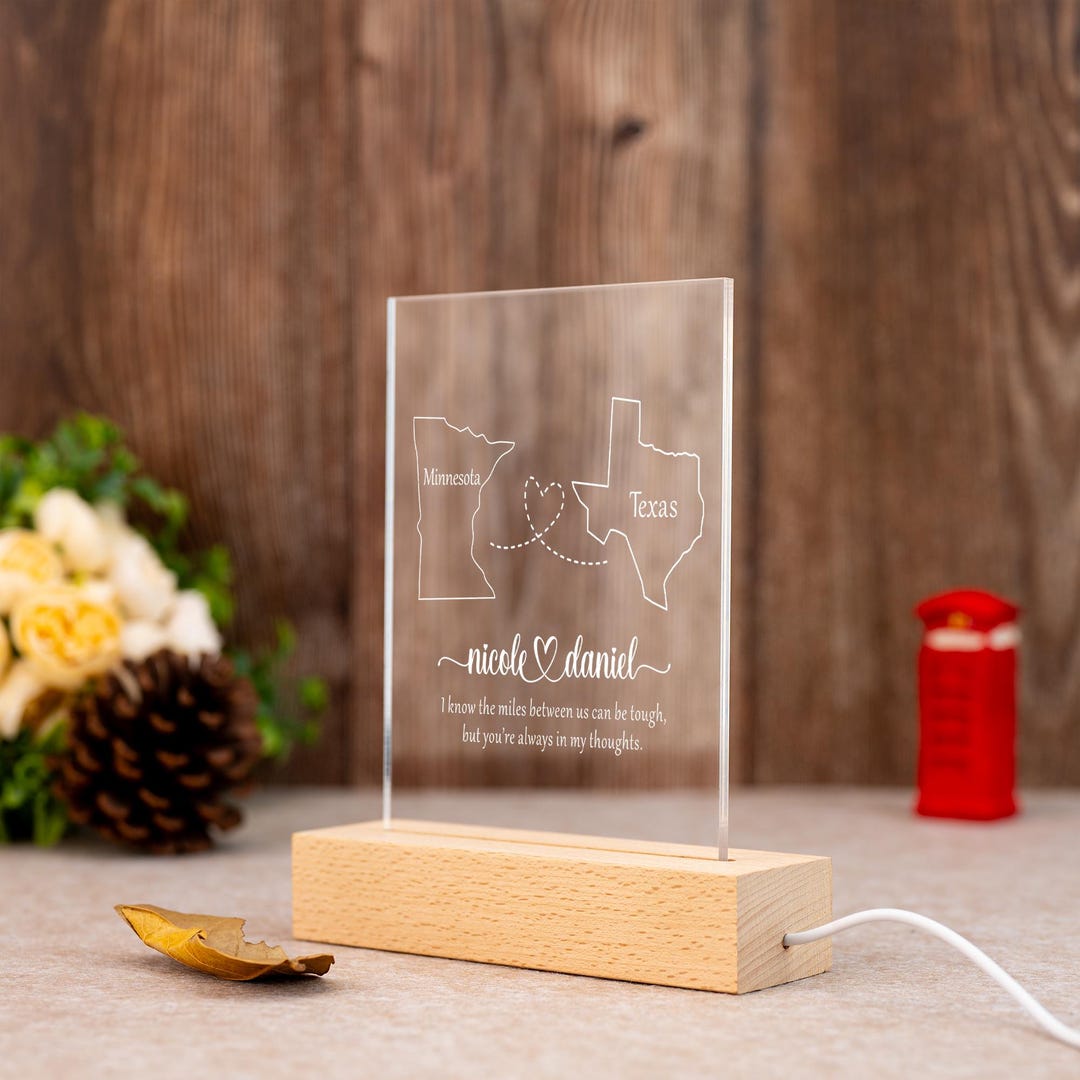 Custom Two Map Night Light, Custom Night Light, Personalized Night ...