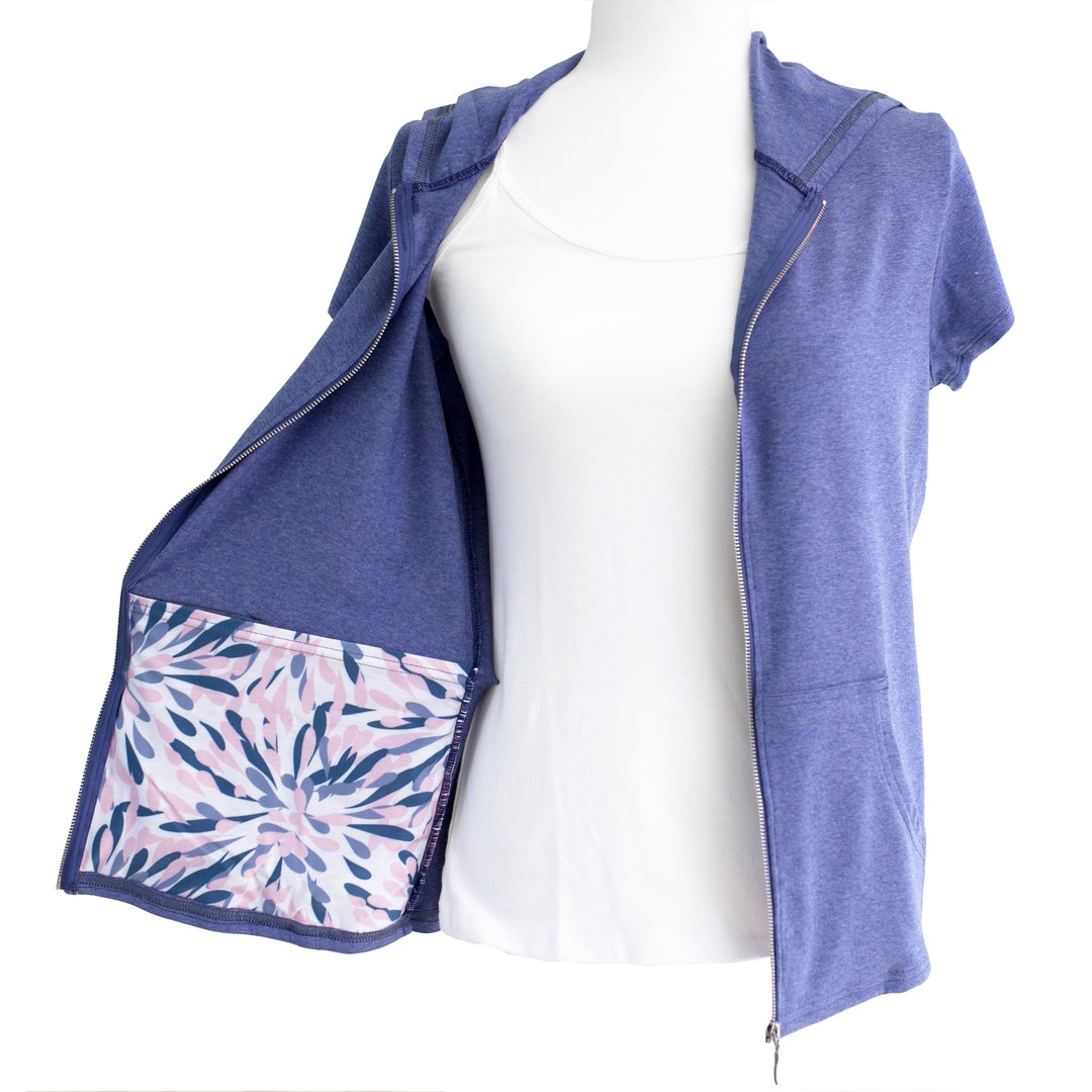 Mastectomy Hoodie With Surgical Drain Pouch Pockets Short Sleeve - Etsy