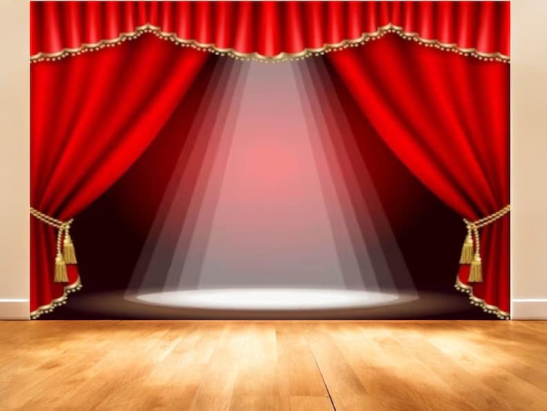 Red Carpet Stage Backdrop | Vinyl Theater Photography Prop | Movie ...