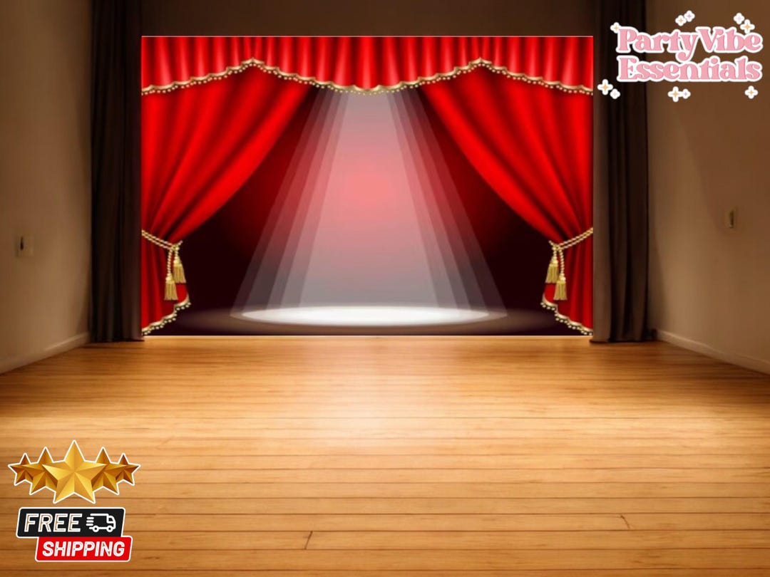 Red Carpet Stage Backdrop | Vinyl Theater Photography Prop | Movie ...
