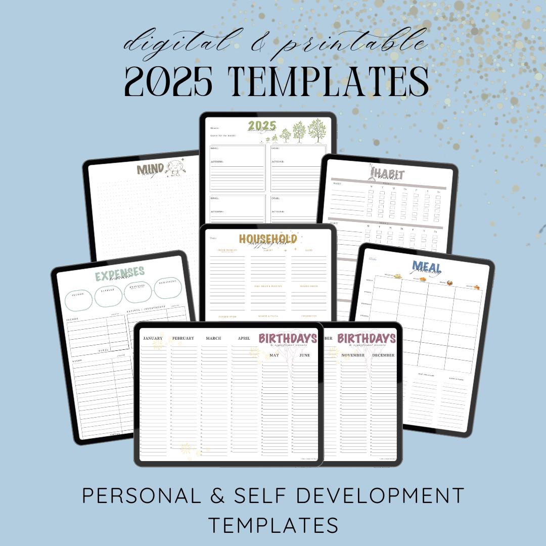 2025 Planning & Self Development Templates - Etsy