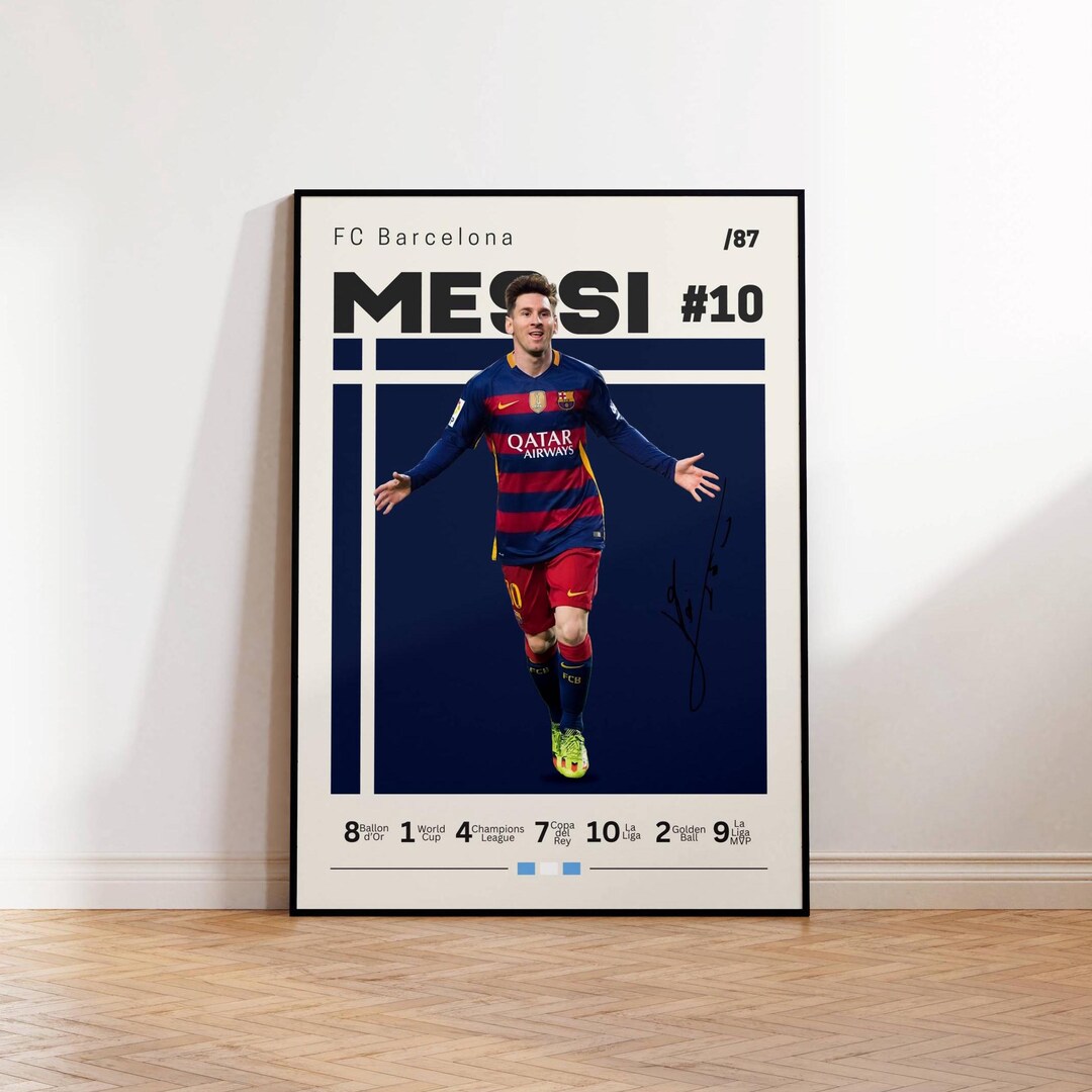 Lionel Messi Poster, FC Barcelona Print, Messi Fan Gift, Soccer Gifts ...
