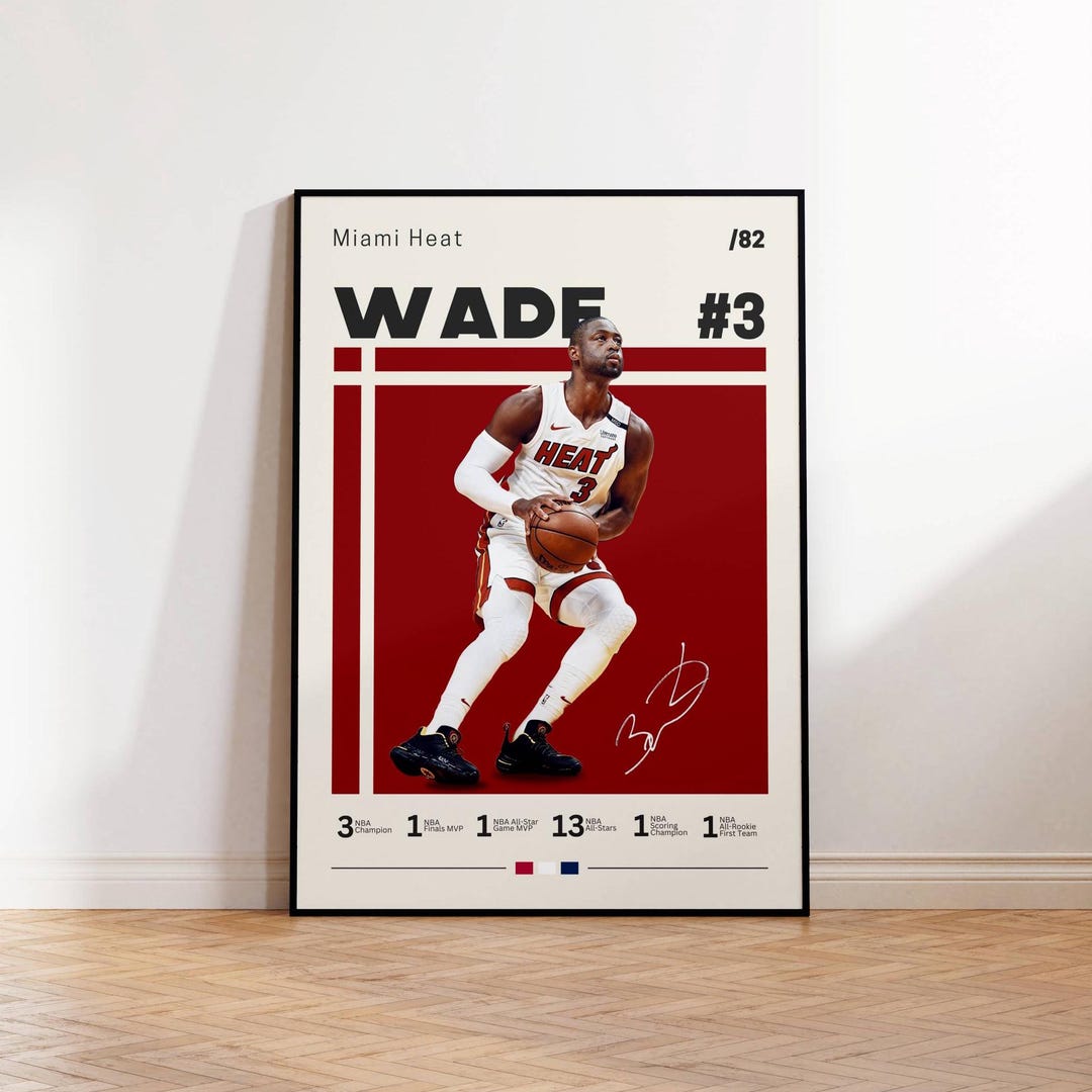 Dwyane Wade Poster, Miami Heat Print, Dwyane Wade Fan Gift, Basketball ...