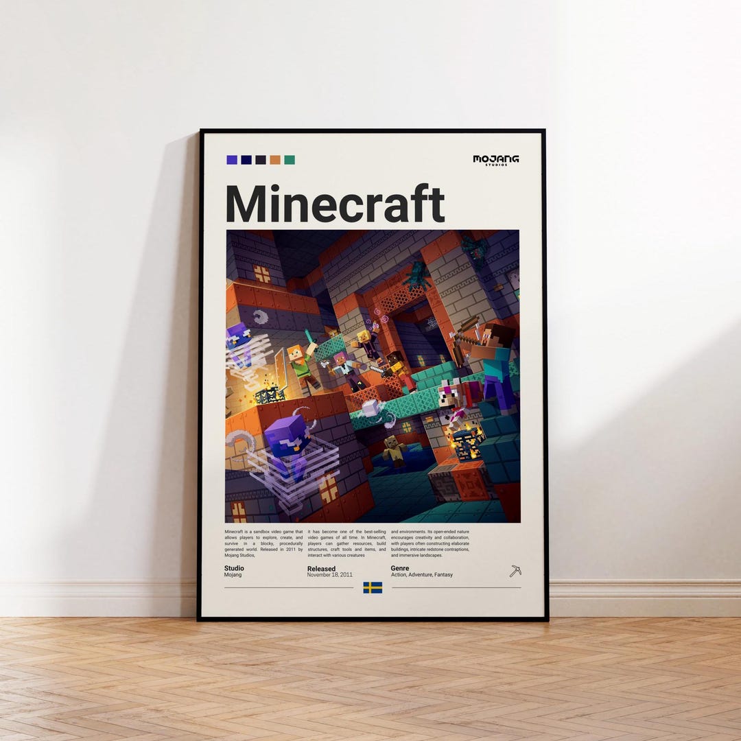 Minecraft Poster, Gaming Room Poster, Minecraft Fan Gift, Gaming Print ...