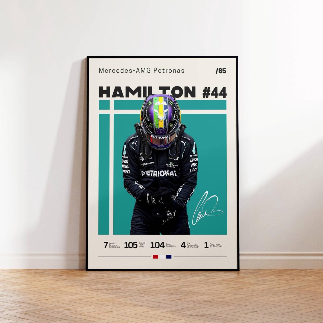 Lewis Hamilton Poster, Mercedes F1 Poster, Formula 1 Wall Art, F1 ...