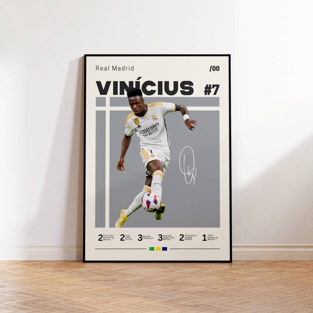 Vinicius Junior Poster, Real Madrid Print, Vinicius Fan Gift, Soccer ...