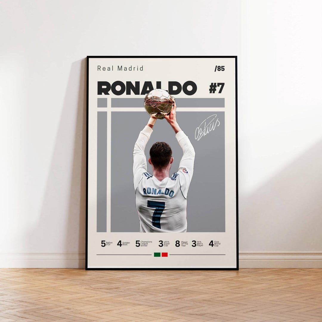 Ronaldo Poster, Real Madrid Print, Ronaldo Fan Gift, Soccer Gifts ...