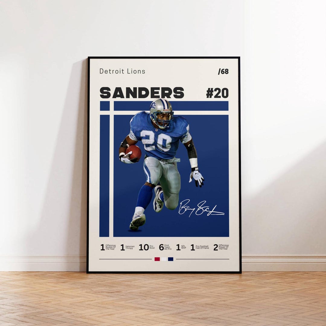 Barry Sanders Poster, Lions Print, Barry Sanders Fan Gift, NFL Fan Gift ...