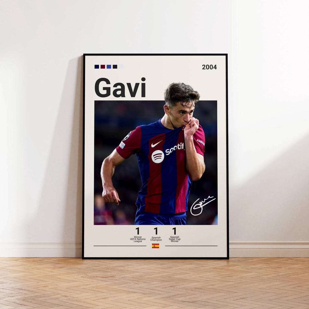 Gavi Poster, FC Barcelona Print, Gavi Fan Gift, Soccer Gifts, Football ...