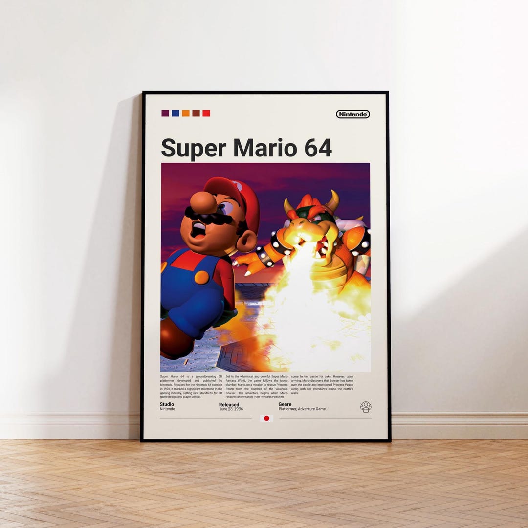 Super Mario 64 Poster, Gaming Room Poster, Super Mario 64 Fan Gift ...