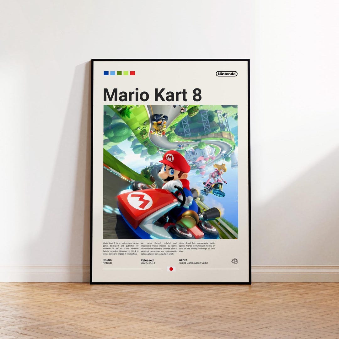 Mario Kart 8 Poster, Gaming Room Poster, Mario Kart Fan Gift, Gaming ...
