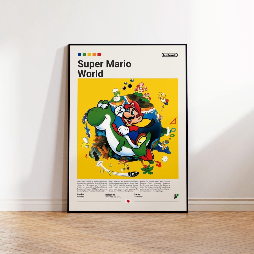 Super Mario World Poster, Gaming Room Poster, Super Mario Fan Gift ...