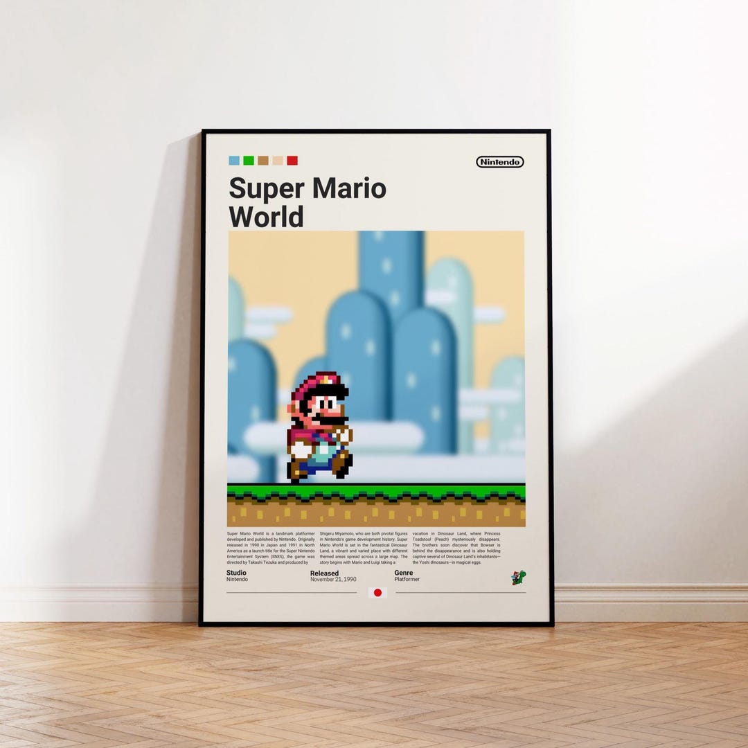 Super Mario World Poster, Gaming Room Poster, Super Mario Fan Gift ...