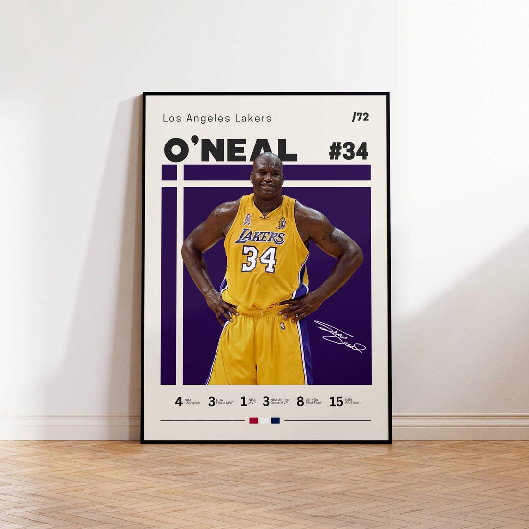 Shaquille O'neal Poster, LA Lakers Print, Shaq Fan Gift, Basketball ...